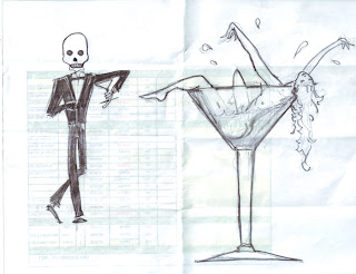 Designed by Jack Morgan: Skeleton Martini Drawing