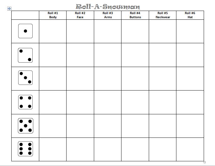 ondecole.ch - Lance le dé et dessine un bonhomme de neige