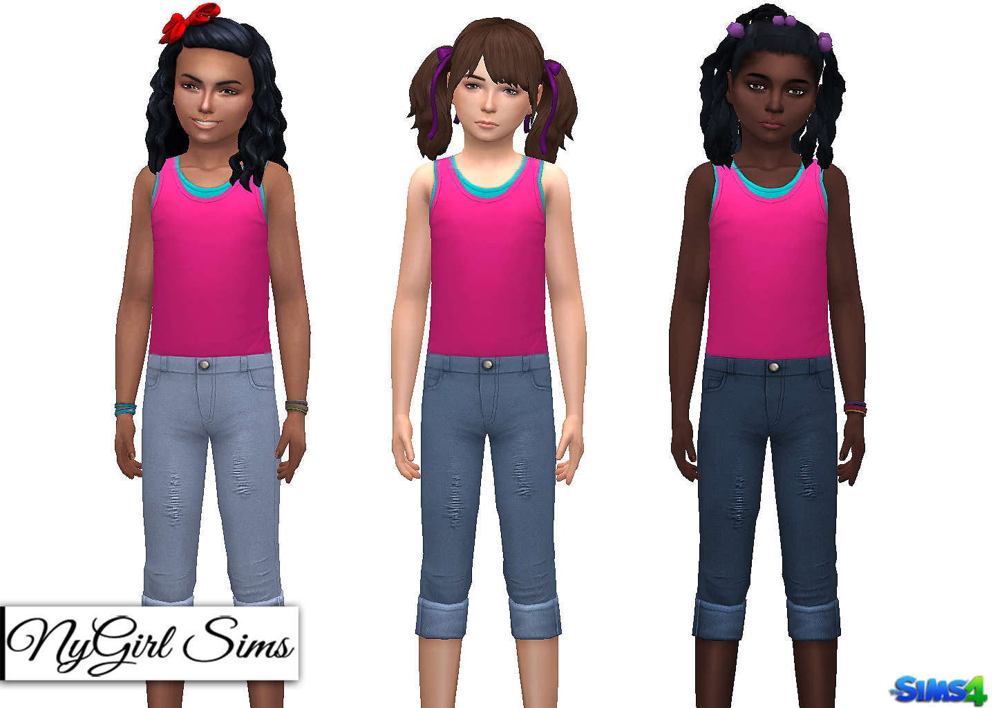 NyGirl Sims 4: Distressed Denim Capri