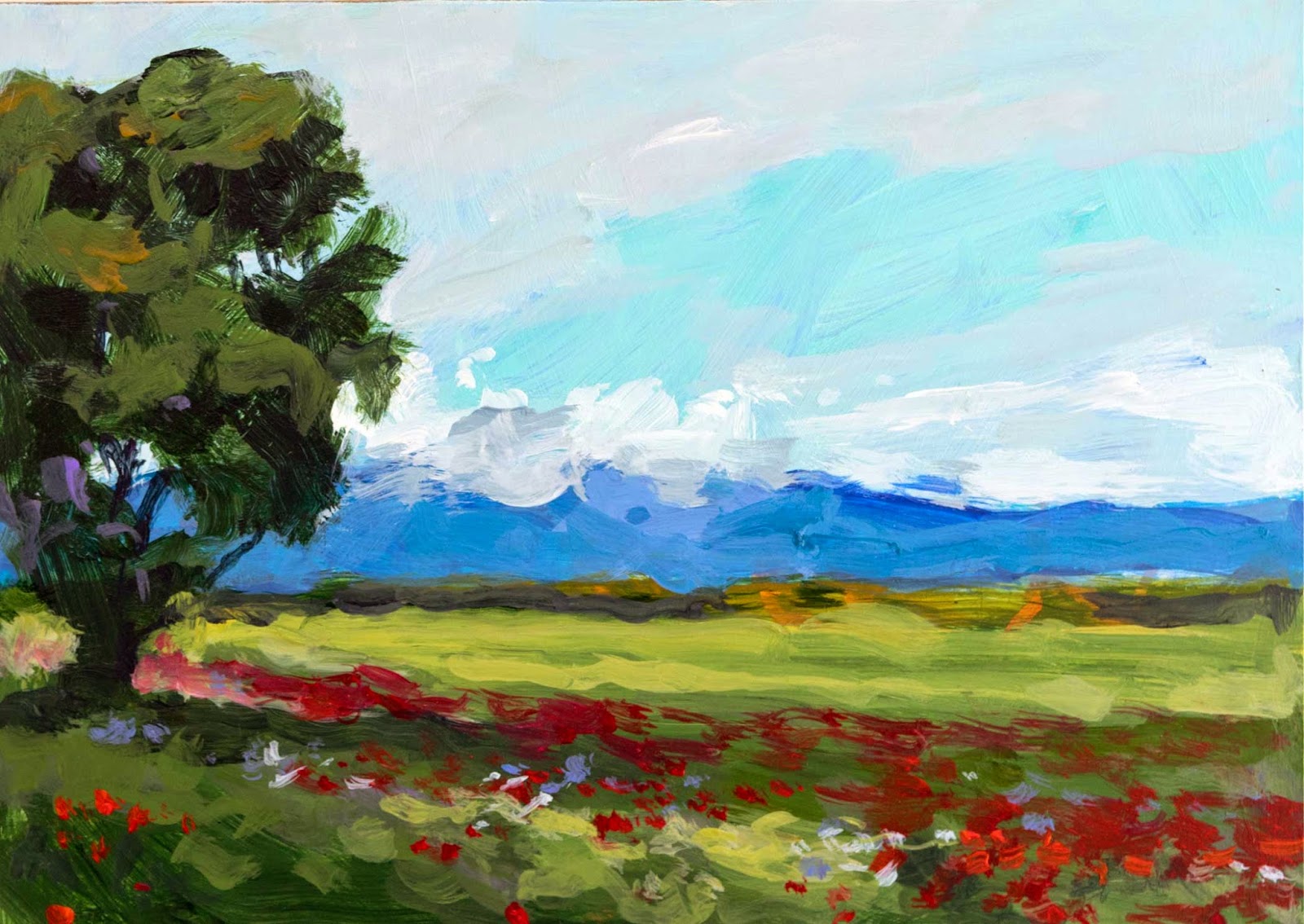 John K. Harrell Fine Art : Italian Poppies 5 x 7 Acrylic Italy ...