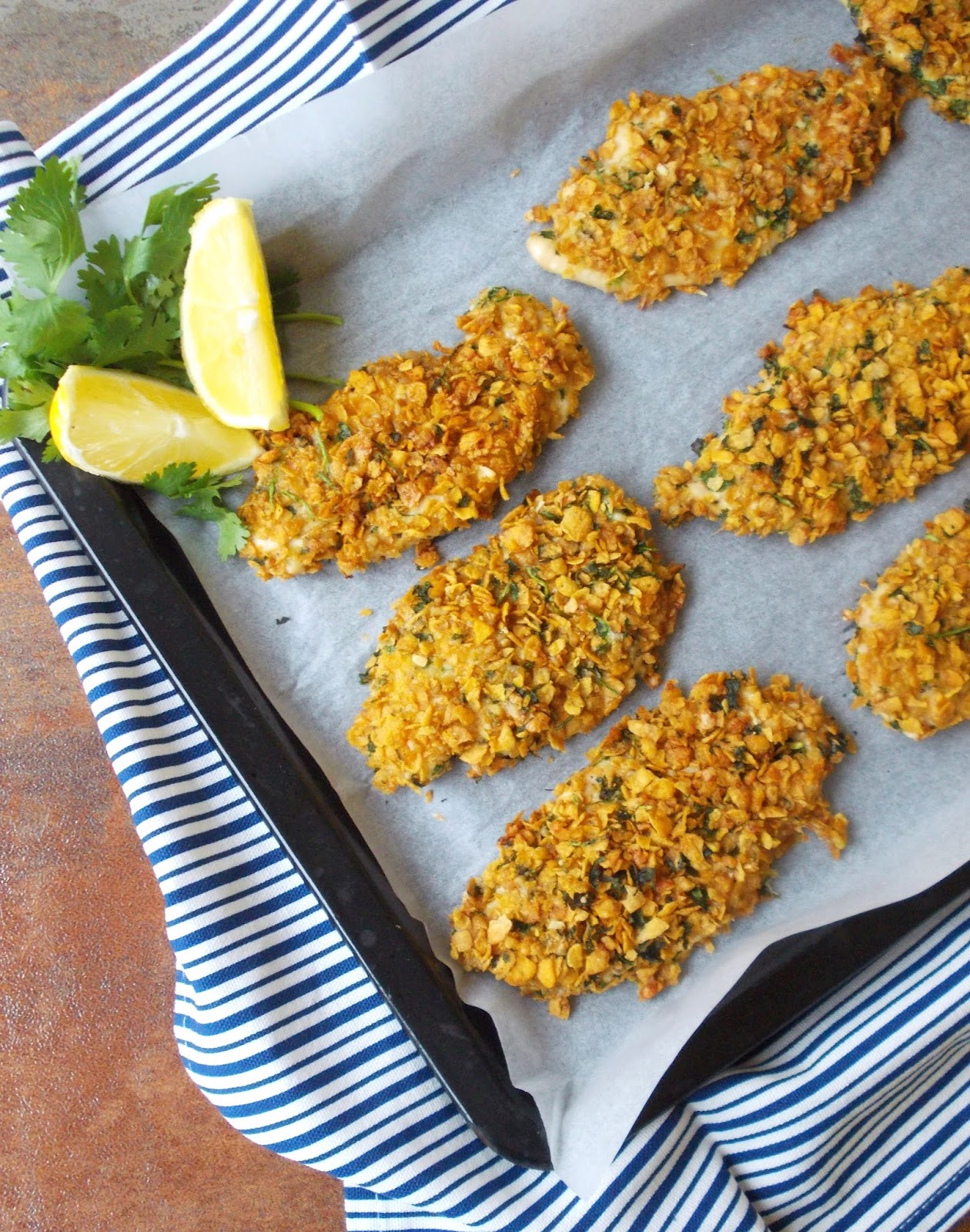 O Meu Tempero: Bifes de frango panados com corn flakes no forno