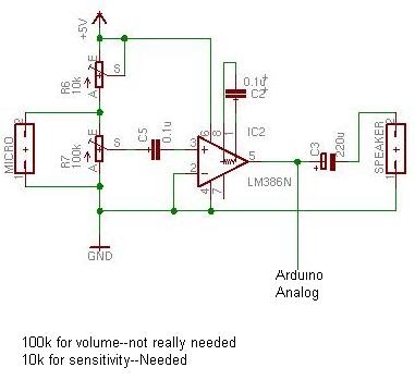 Digitalduino: Using Condenser Mics with Arduino + OPAMP