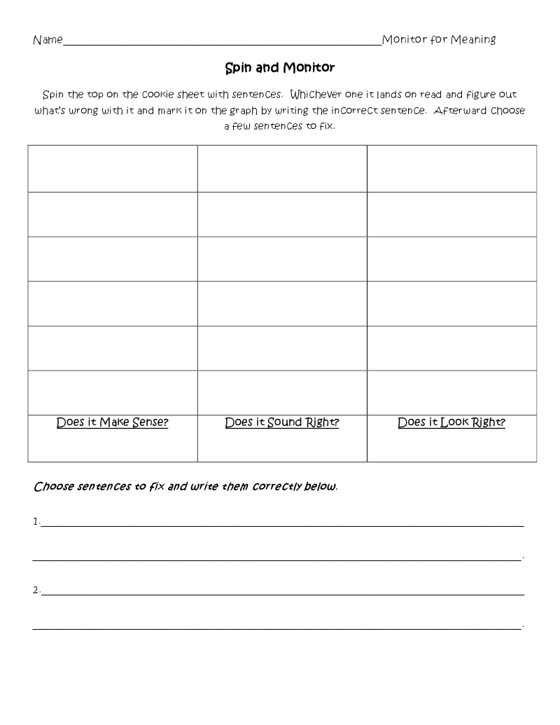 The Go To Teacher: Monitor for Meaning Activities