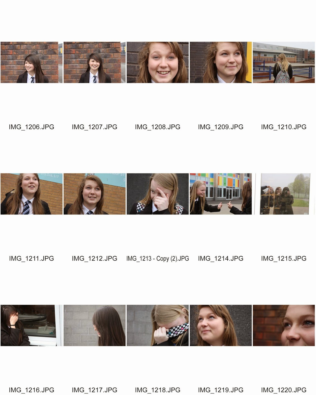 Natalie Asbury's Photography GCSE: Traditional Portrait: Contact Sheet