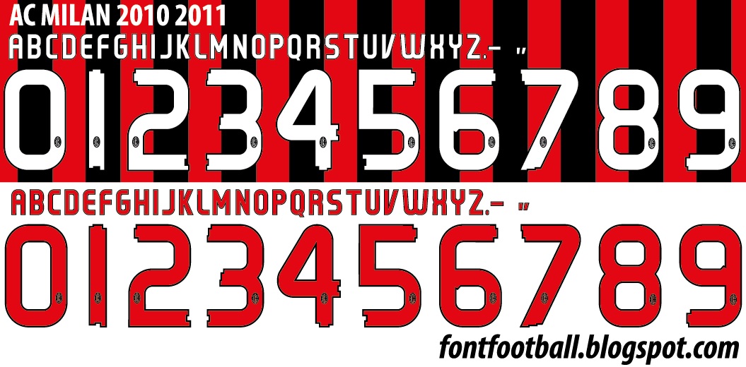 FONT FOOTBALL: Font Vector AC Milan 2010 2011 kit