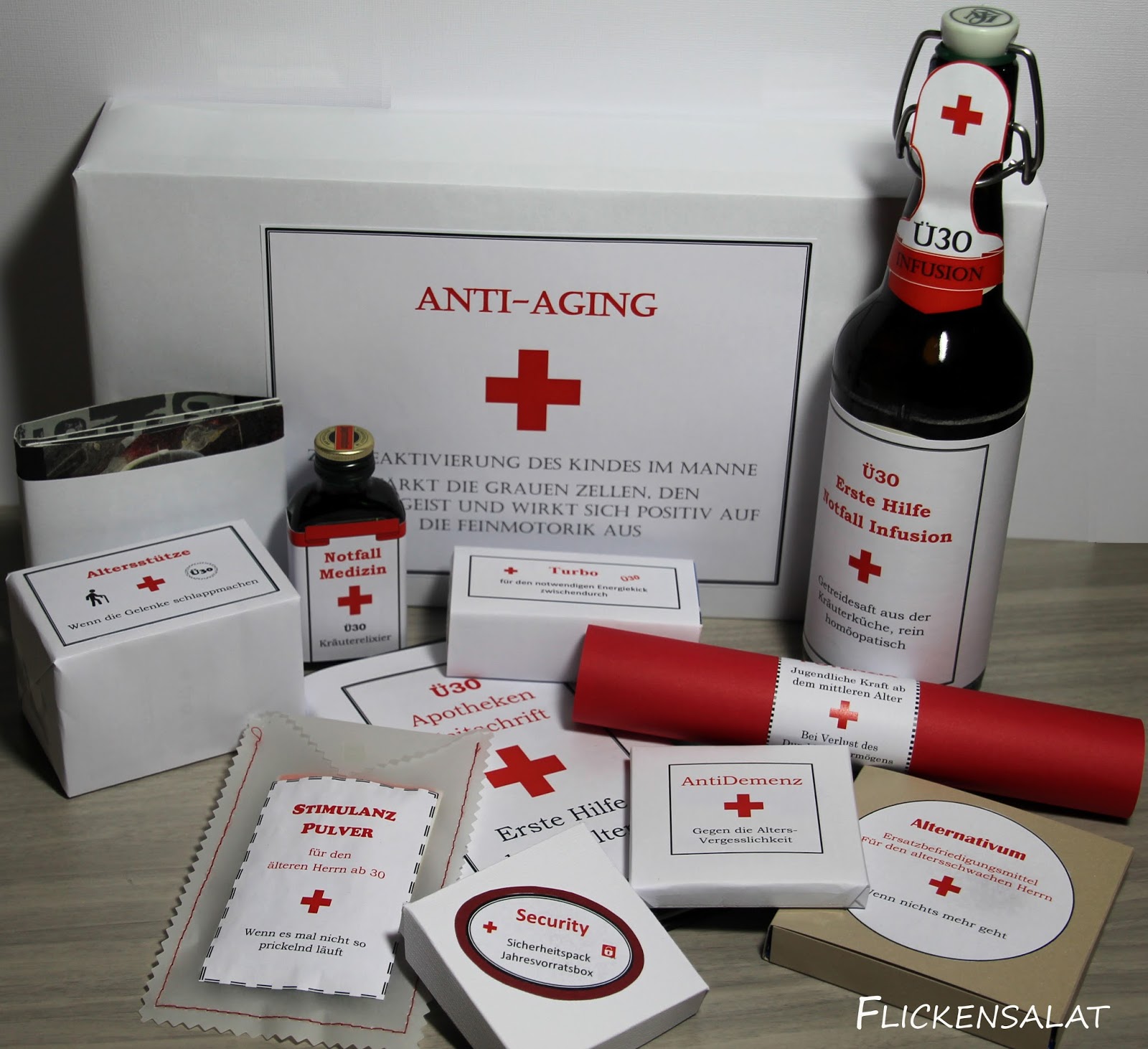 Flickensalat: Ü30 Notfallbox | Diy geschenk 30 geburtstag, Geschenke ...