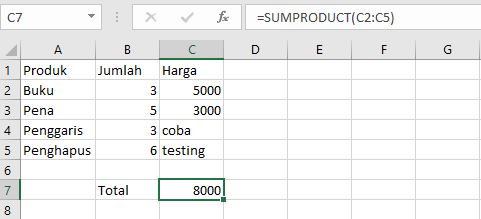 Ones Tutorial: Cara Menggunakan Fungsi SumProduct di Excel