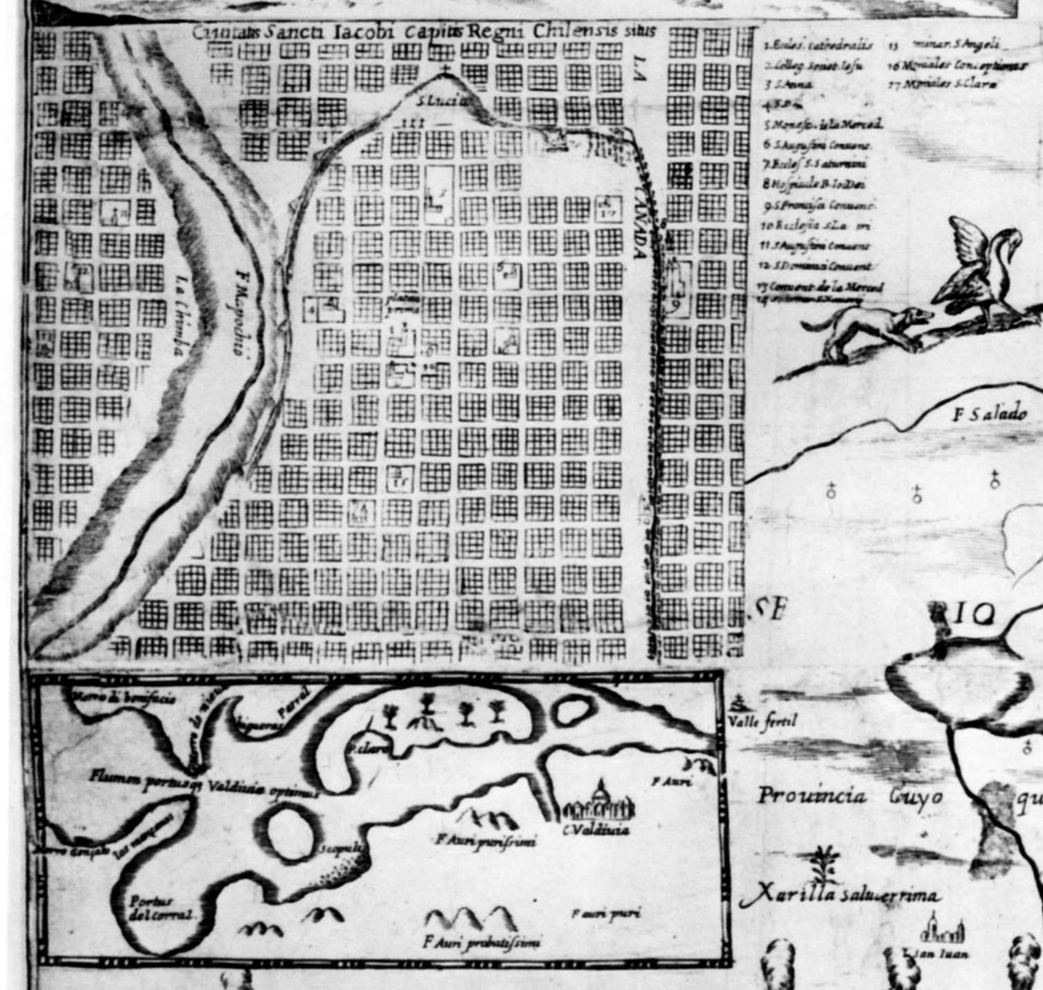memoria alterna: Plano de Santiago (Ovalle, 1646)