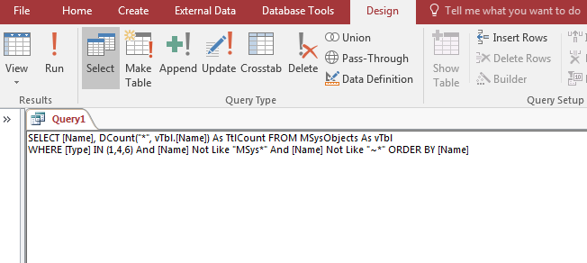 List all tables from MsAccess Database List all tables from MsAccess Database