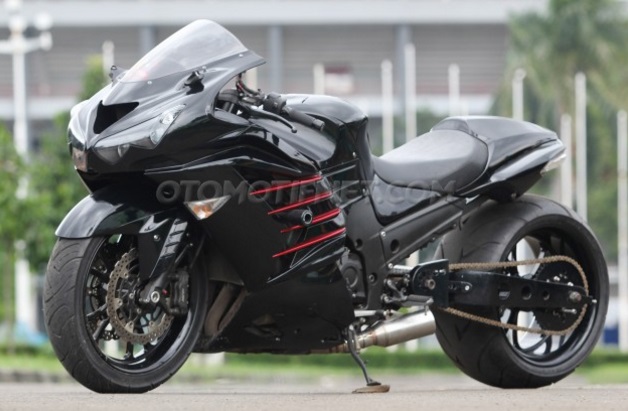 Foto Modifikasi Kawasaki ZX-14R Ceper Ala Drag Bike