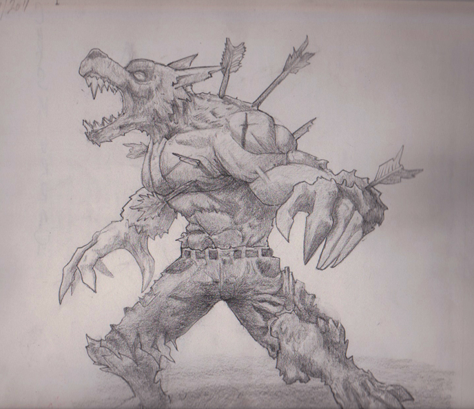 Design Bob-omb: Feral Warwick pencil sketch