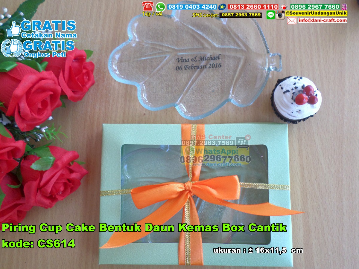 Piring Cup Cake Bentuk Daun Kemas Box Cantik | Souvenir Pernikahan
