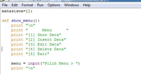 PROGRAM MENU MENGGUNAKAN ARRAY DAN FUNGSI PADA PYTHON