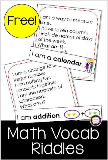 Primary Inspiration: Math Vocabulary Riddles - A Freebie!