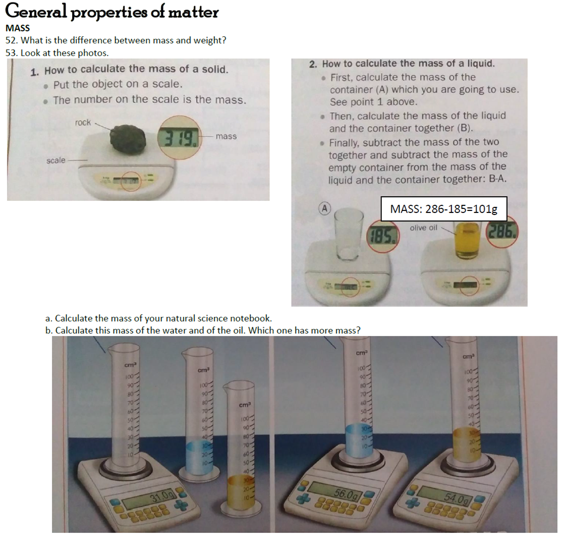 Natural Science 5 grade: 2. MATTER: Properties of matter