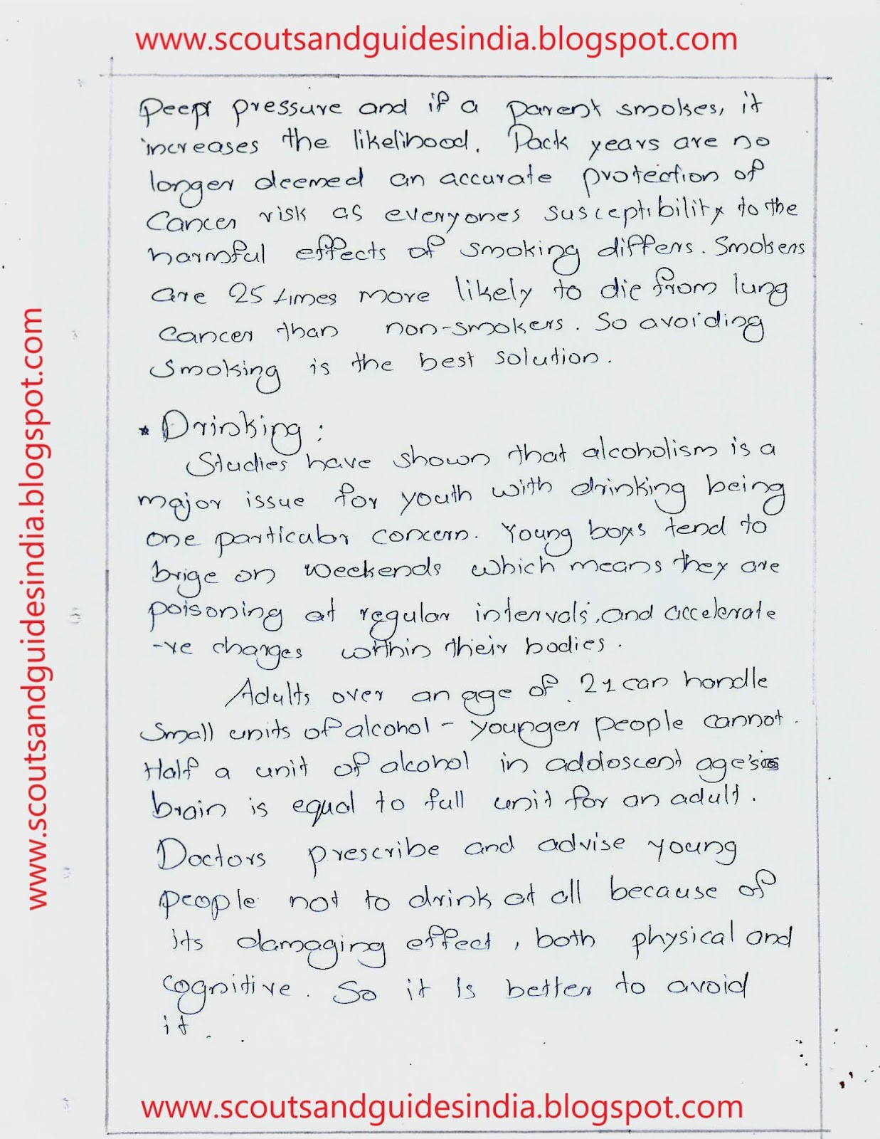 CANCER AWARENESS SCOUT AND GUIDE PROFICIENCY BADGE NOTES