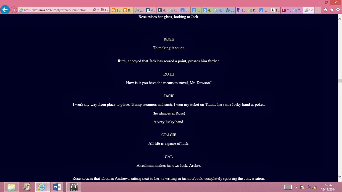 Film Studies A2: Titanic - dinner table scene