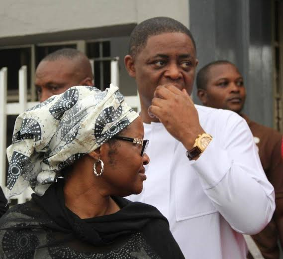 Photos: Femi Fani Kayode outside the premises of a court today