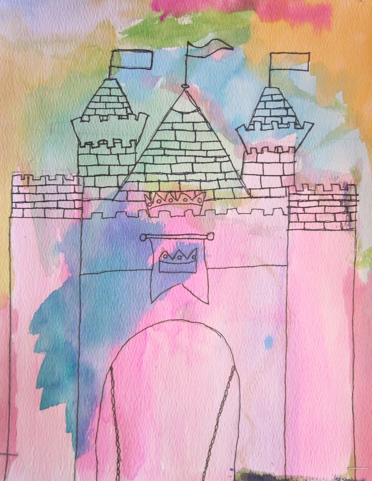 Art is Basic-- Art Teacher Blog: Castles with Pen and Watercolor-- 5th ...