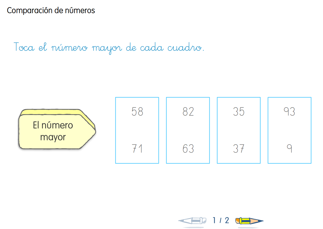 Primero de mi cole: Ordenar números