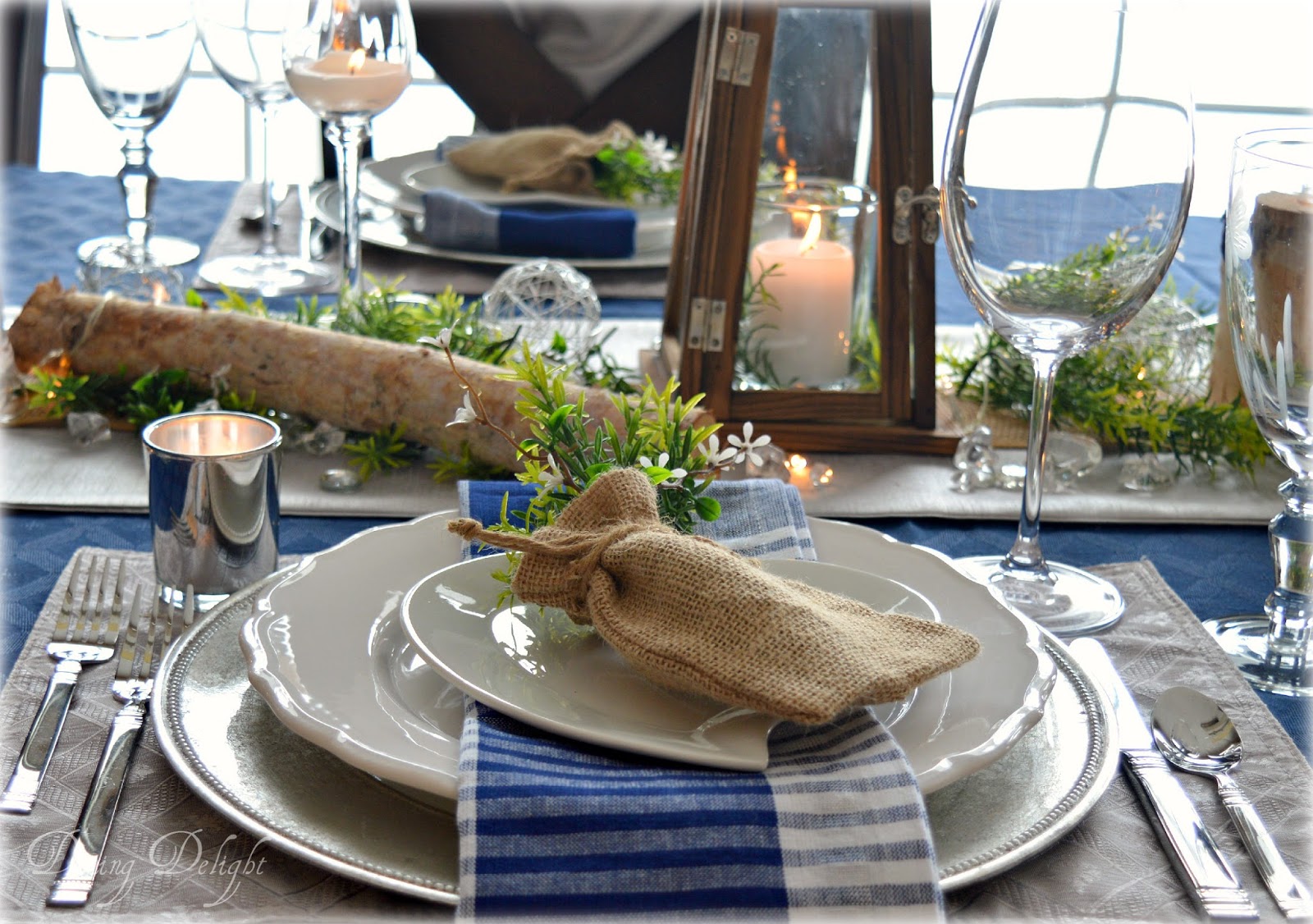 Dining Delight: Rustic Blue & Gray Tablescape