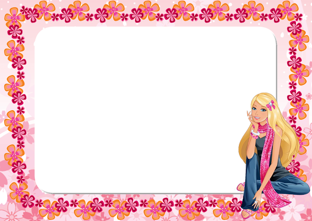 Barbie Flower PNG Frame - Printable PNG Frames | Cartoon Character PNG ...