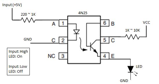 Blog of Wei-Hsiung Huang: How to use 4N25 Optocoupler