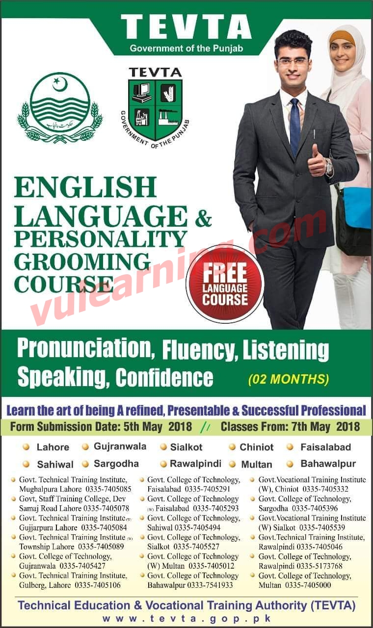 English Language & Personality Grooming Course by TEVTA - Govt. College ...