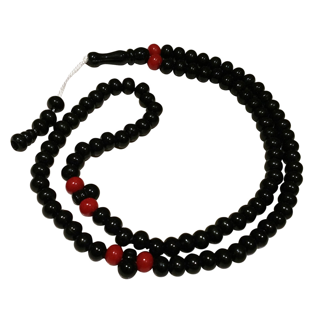 Black Red Medium Plastic Tasbih With 6x8mm Beads - Muslim Clothing