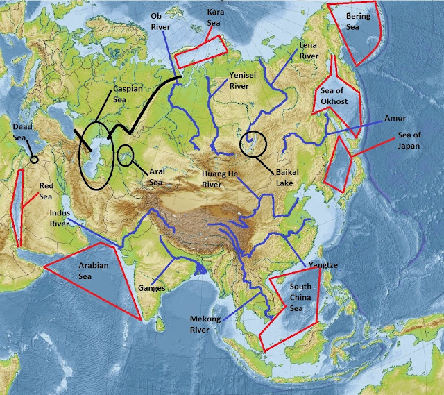 Asia Blank Map With Rivers