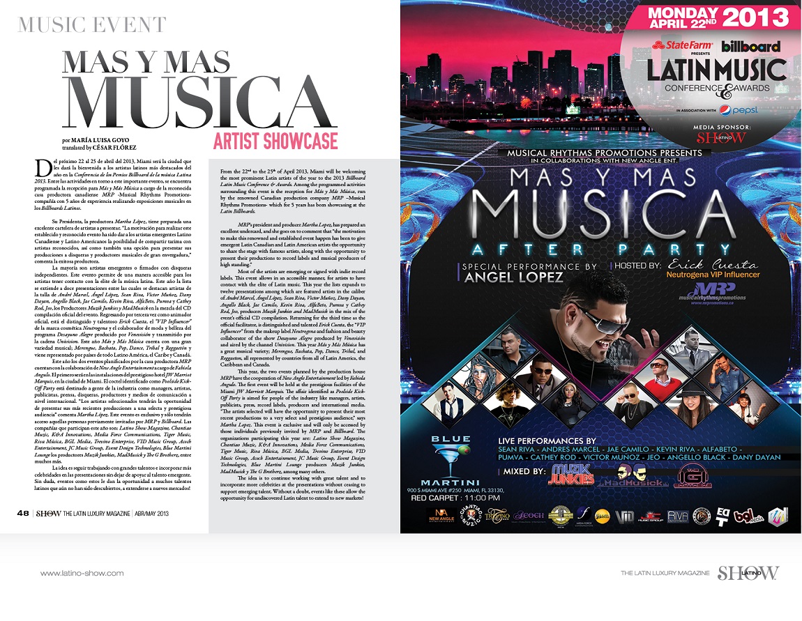 LATINO SHOW MAGAZINE: MÁS Y MÁS MÚSICA SHOWCASE