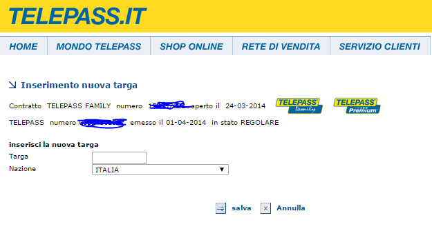 Come aggiungere targa Telepass - Aggiornare targa Telepass