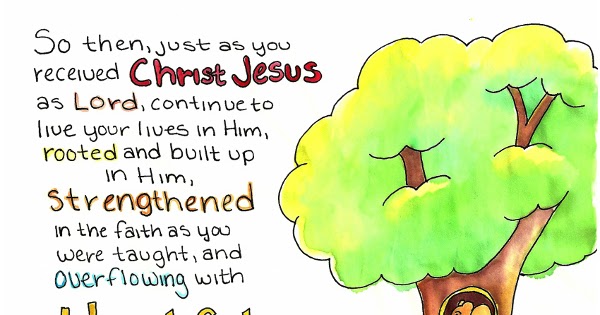 Doodle Through The Bible: Colossians 2:6-7, Rooted and built up in Him.