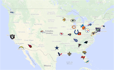 Esporte, Mapas e Excel: Mapa Interativo: NFL
