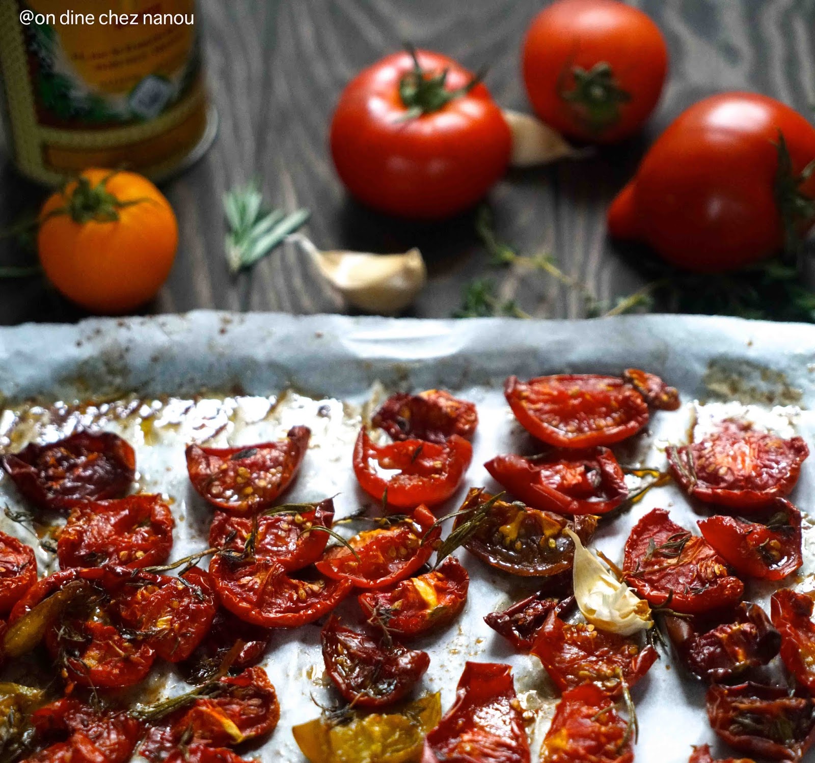 Tomates multicolores confites au four / On dine chez Nanou
