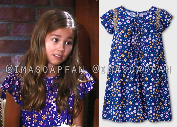Emma Scorpio Drake's Blue Floral Dress - General Hospital, Season 55 ...