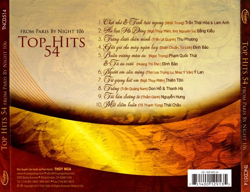 Chia sẻ âm nhạc: Thúy Nga CD514 - Top Hits 54 (NRG)