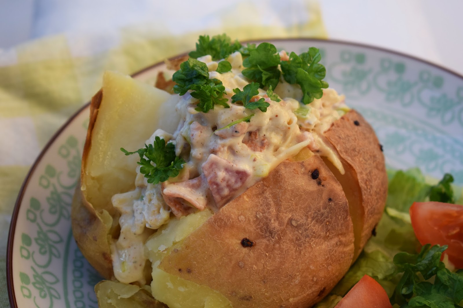 Smaskelismaskens: Bakad potatis med baconoströra