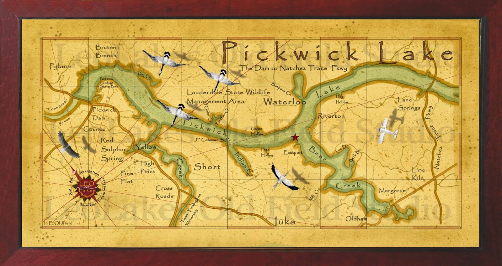 Old field Studio: Pickwick Lake Treasured Map