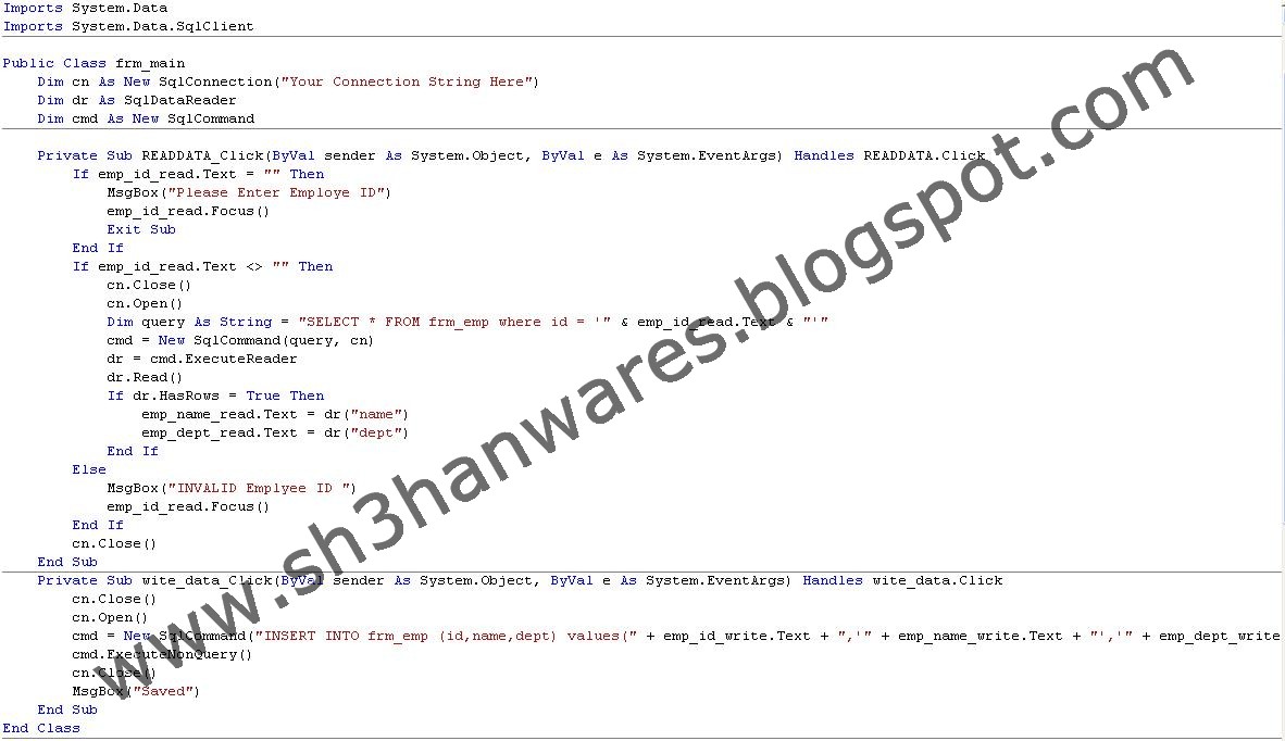 Connect Vbnet Form With Sql Server Database Apps By Sh3hn
