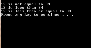 C++ Code to Find Various Relations Between two Numbers Entered (greater ...