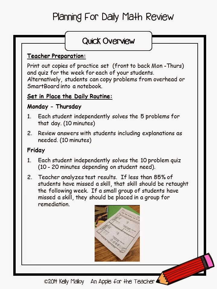 An Apple For The Teacher: Daily Math Review