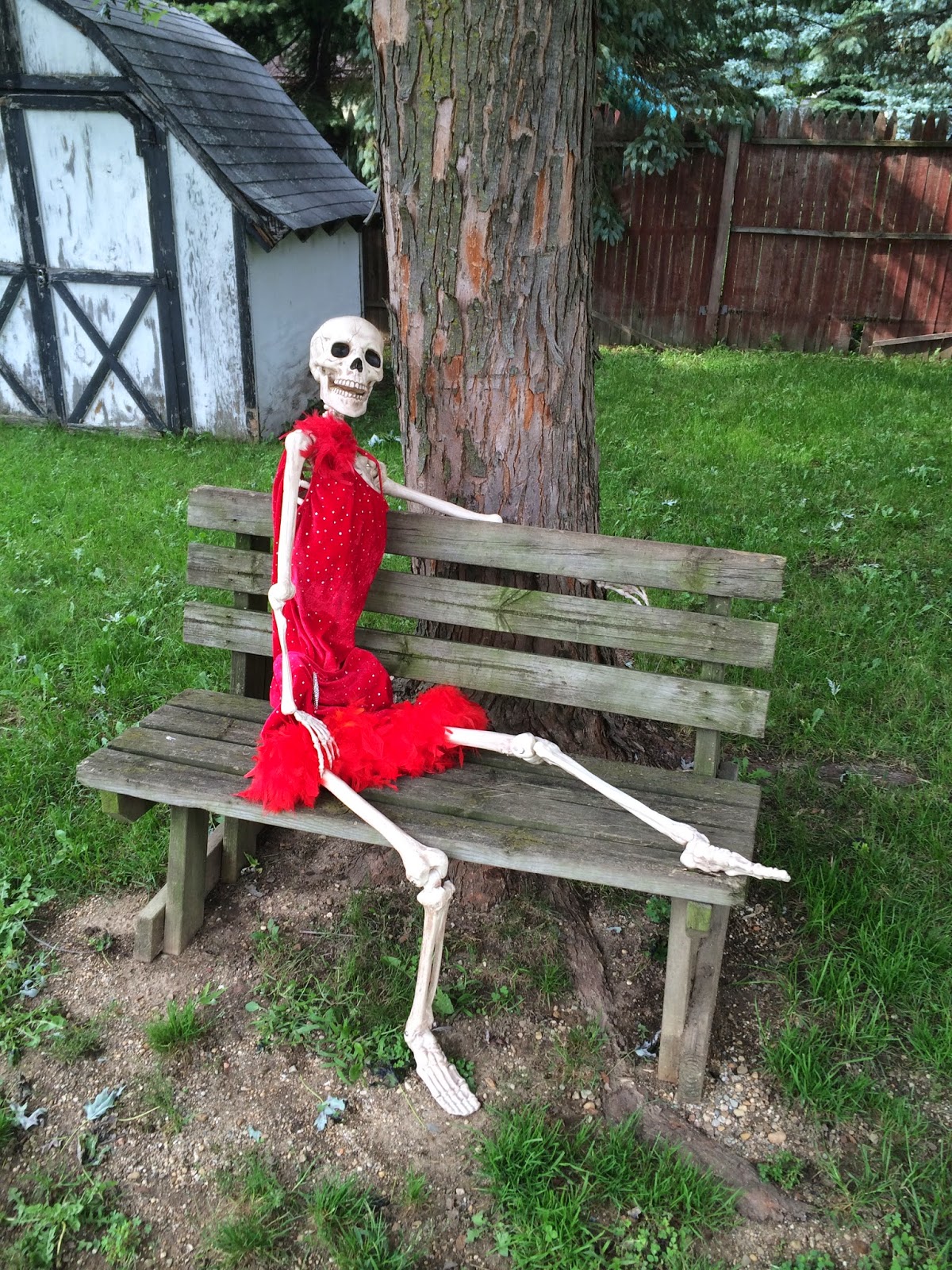 Skeleton Sitting On Bench Waiting