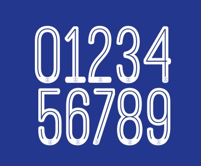 Font Number Football: Font Everton FC 2017 2018 cup version (Demo)