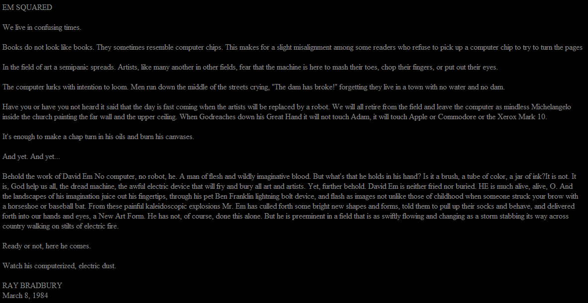 Culture Mechanism: Nora by David Em (1979) 'TAMU HVS EMPHASIS'