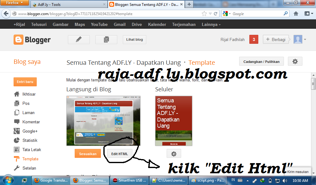 Semua Tentang ADF.LY - Dapatkan Uang: Cara Pasang Website Entry Script ADF.LY Auto Refresh