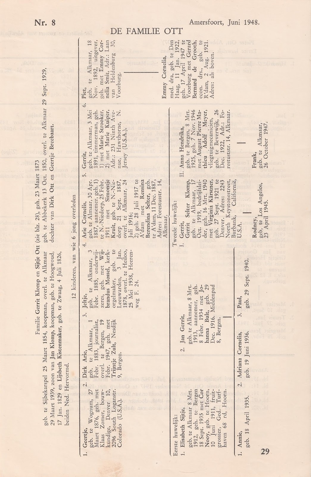 Ott ~ voorouderonderzoek: "De Familie Ott" (1945-1953) door Alewijn ...