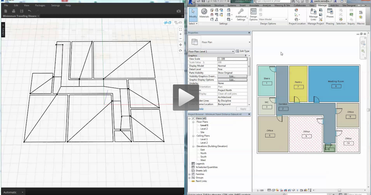 Punto Revit: Egress Path and Minimum Travel Distance with Dynamo