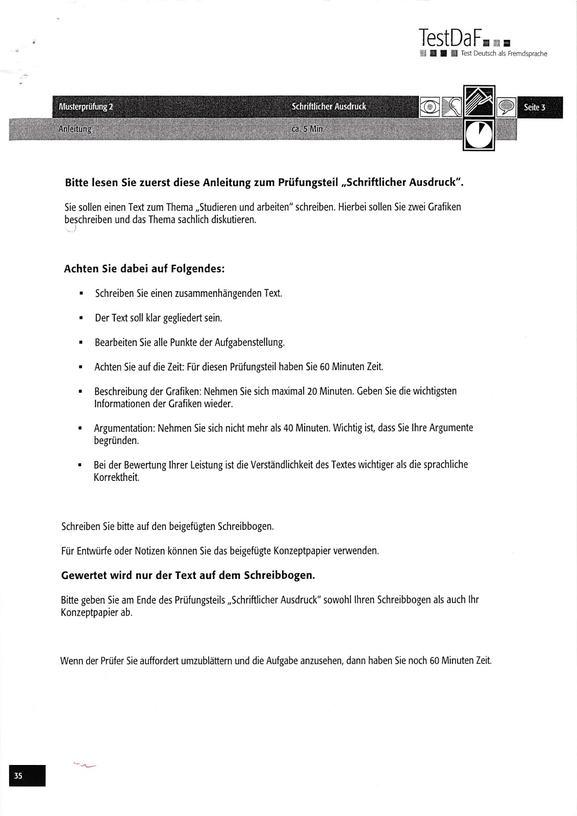 TestDaF Schreiben: Studieren und Arbeiten (1)