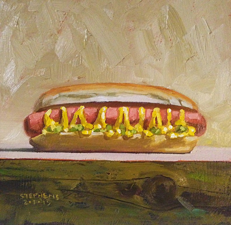 Daily Painting: Hot Dog #2 7x7
